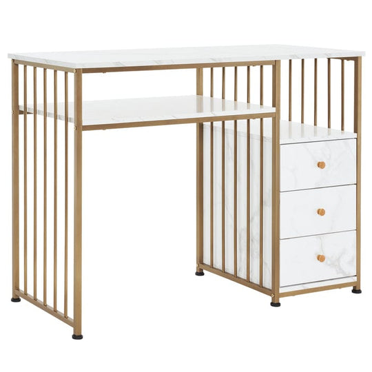 Olivia Nail Station with Marble Texture – Beauty Ace Salon Furniture